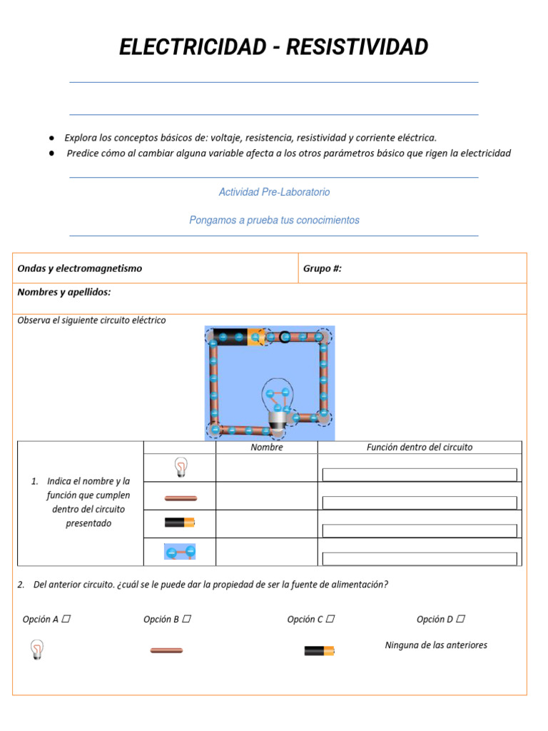 Laboratorio de Resistividad Electrica - Ley de Ohm | PDF | Resistencia ...