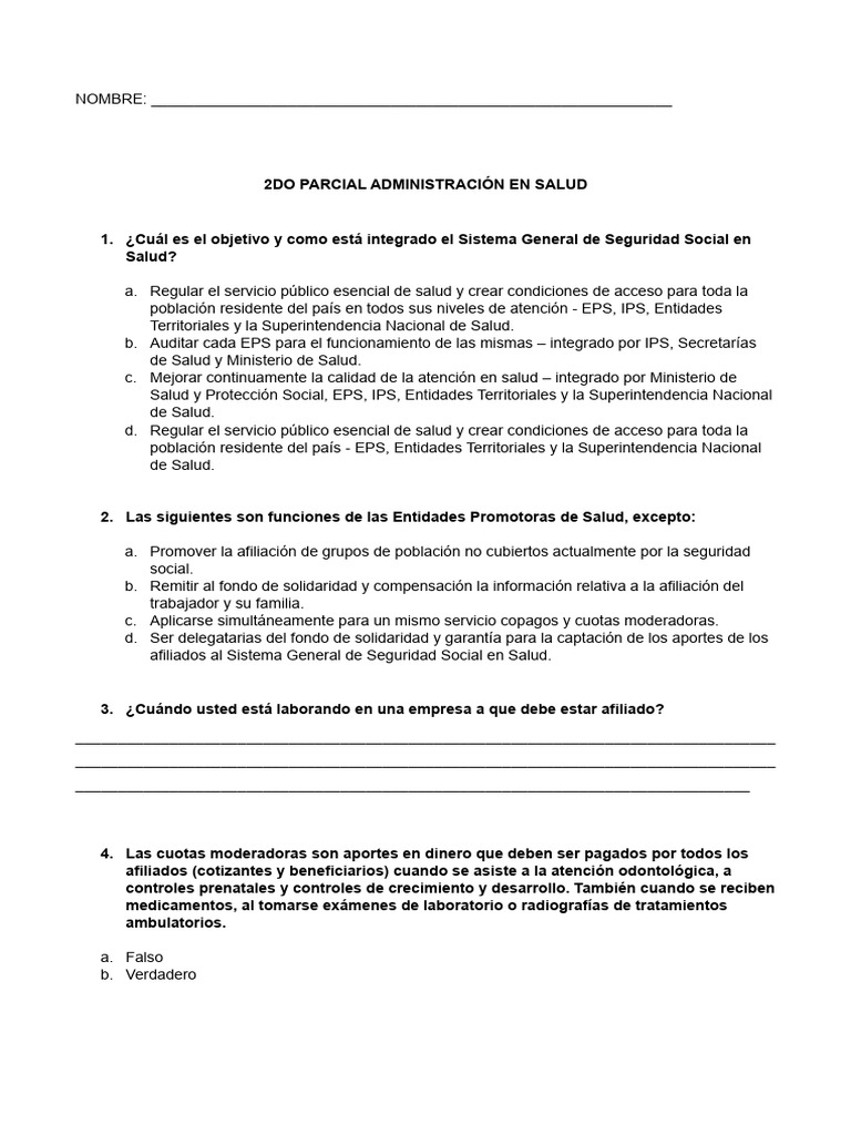 2do Parcial Admo en Salud | PDF | Programas sociales