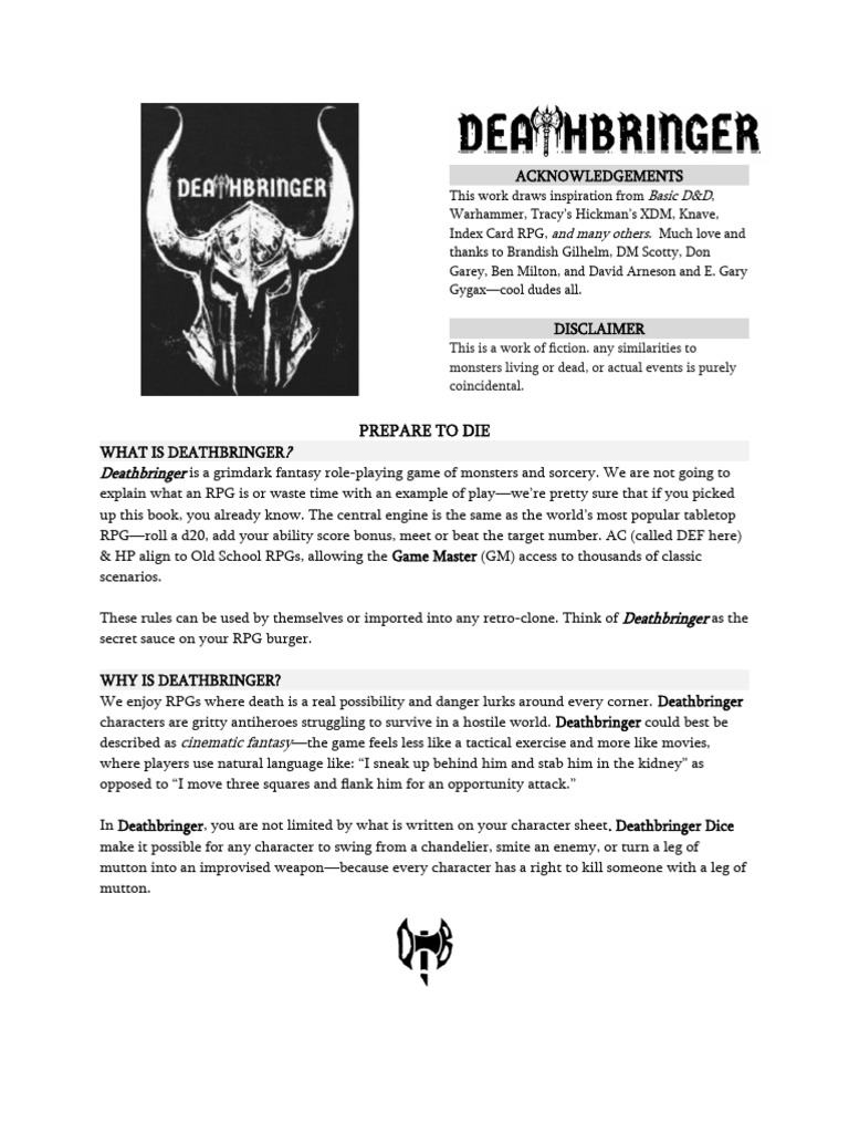 Deathbringer Beta | PDF | Role Playing Games