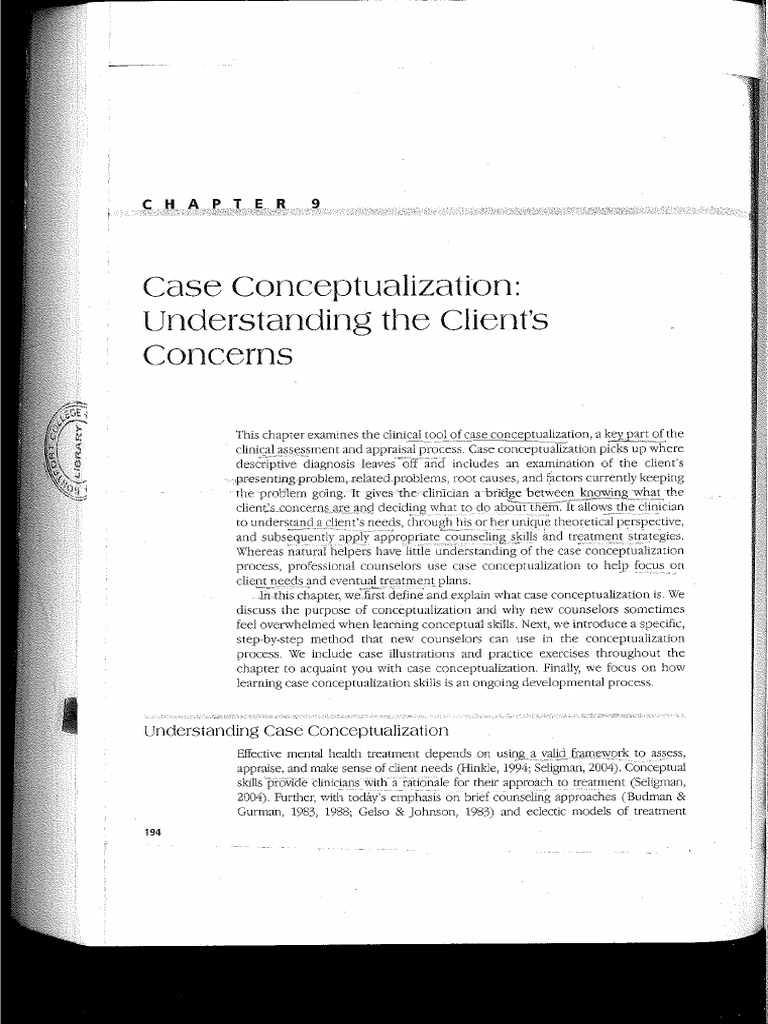 Models of case conceptualisation 1 | PDF