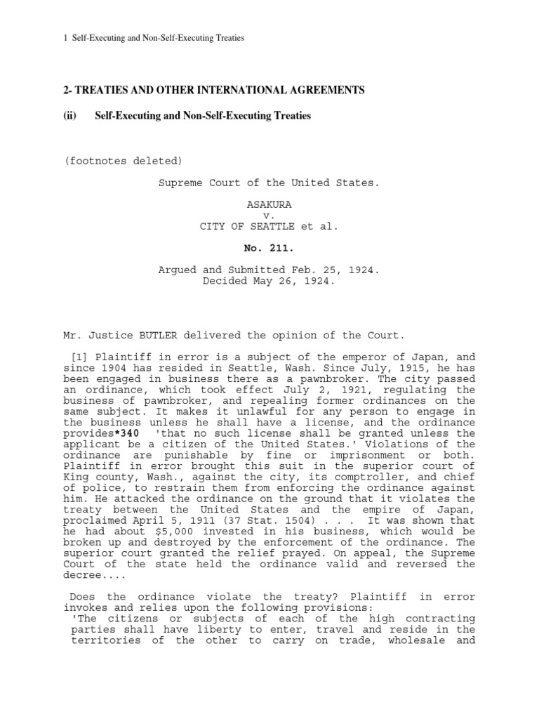 Self Executing and Non Self Executing Treaties | PDF | Treaty ... Self Executing and Non Self Executing Treaties | PDF | Treaty ...