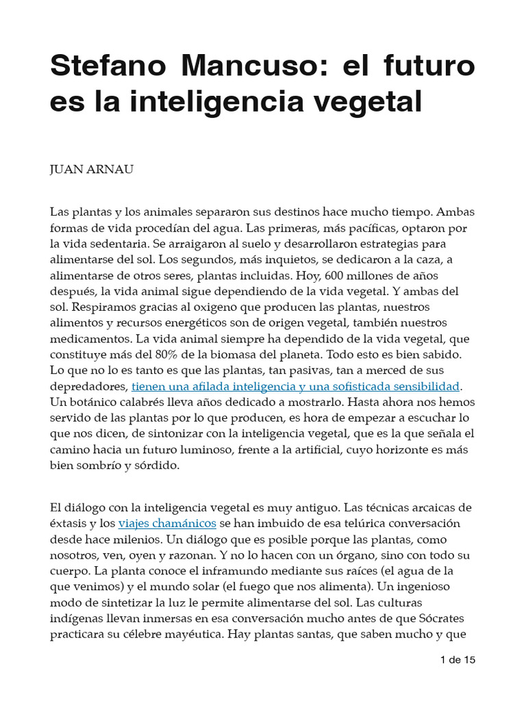 STEFANO MANCUSO Juan Arnau | PDF | Biología Celular) | Biología
