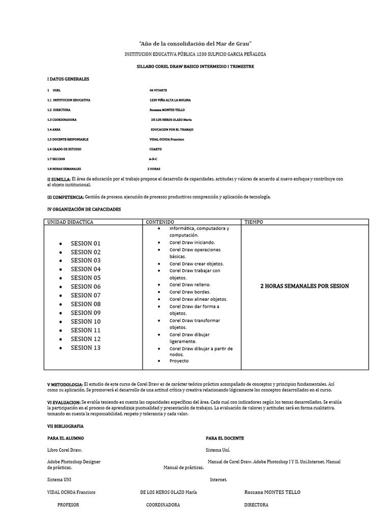 Sílabo Corel Draw Educación Secundaria | PDF | Evaluación | Maestros