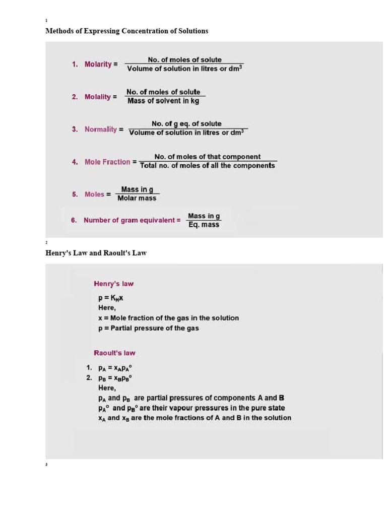 Solutions Short Notes | PDF