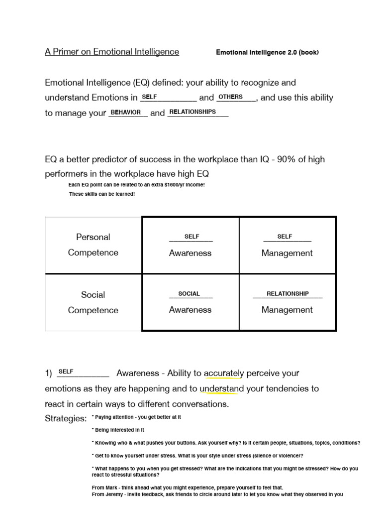 Emotional Intelligence Primer | PDF | Emotional Intelligence | Intelligence