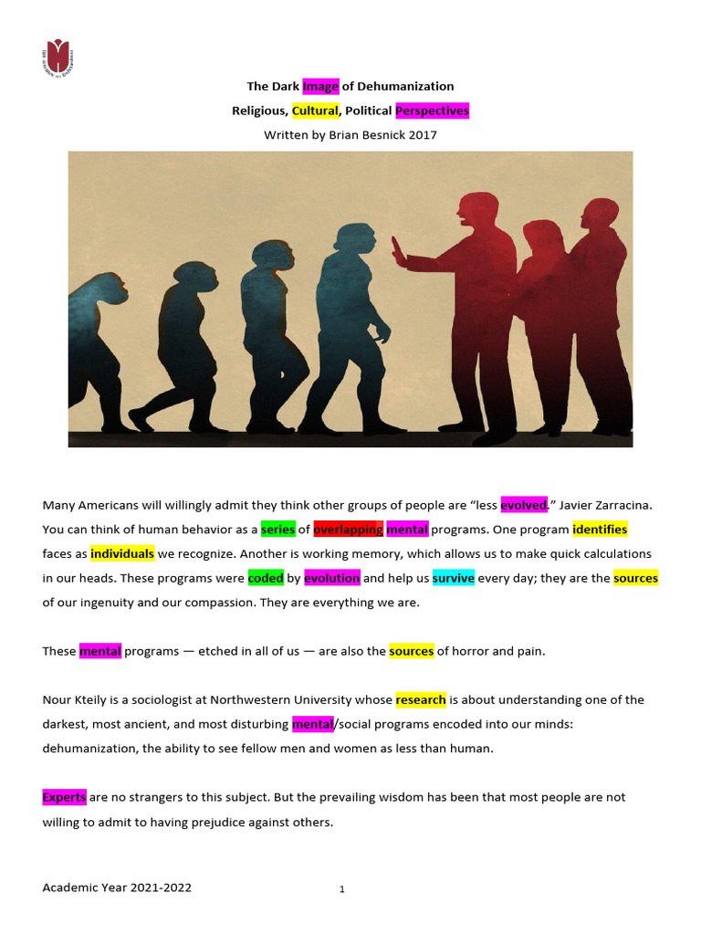 The Dark Image of Dehumanization | PDF | Islamophobia | Discrimination ...