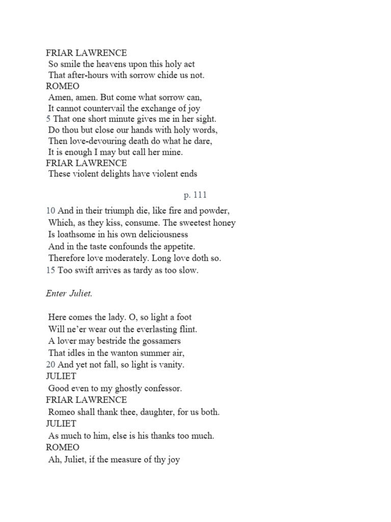 Romeo and Juliet Act 2 Scene 6 | PDF
