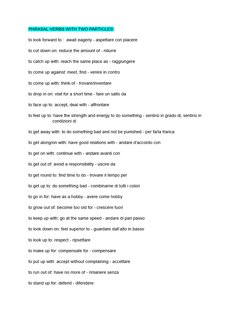 Phrasal Verbs Two Particles | PDF