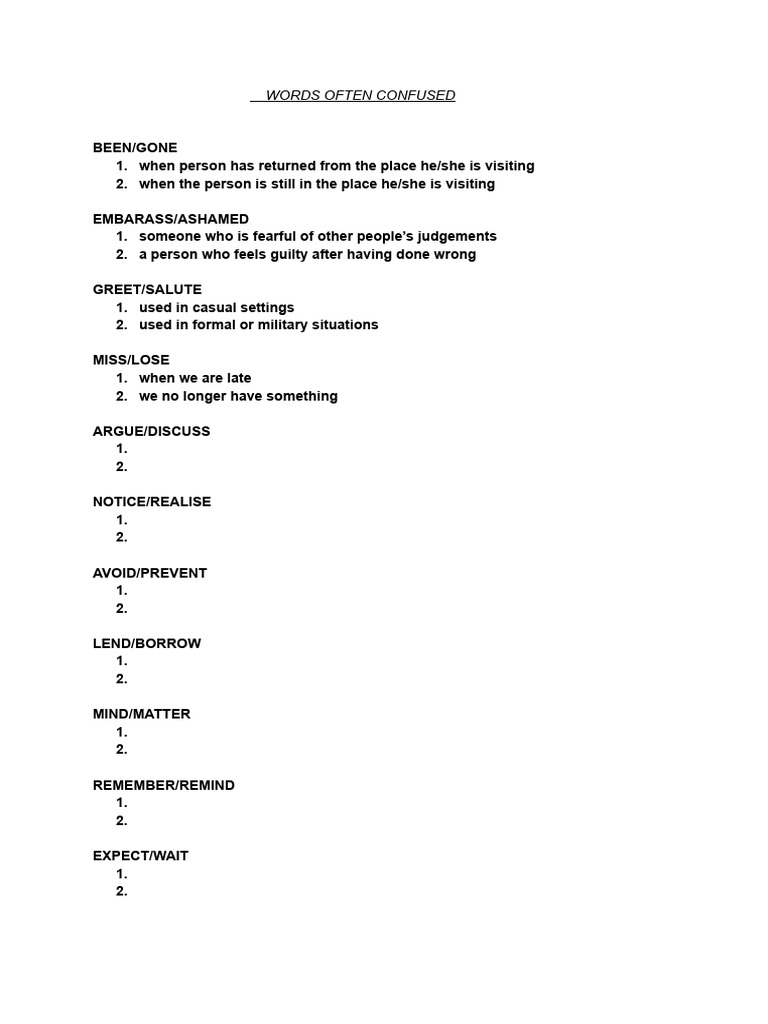 Commonly Confused Words Explained | PDF
