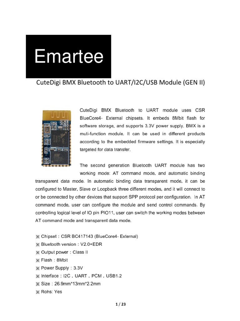 Datasheet Bluetooth | PDF | Bluetooth | Parameter (Computer Programming)