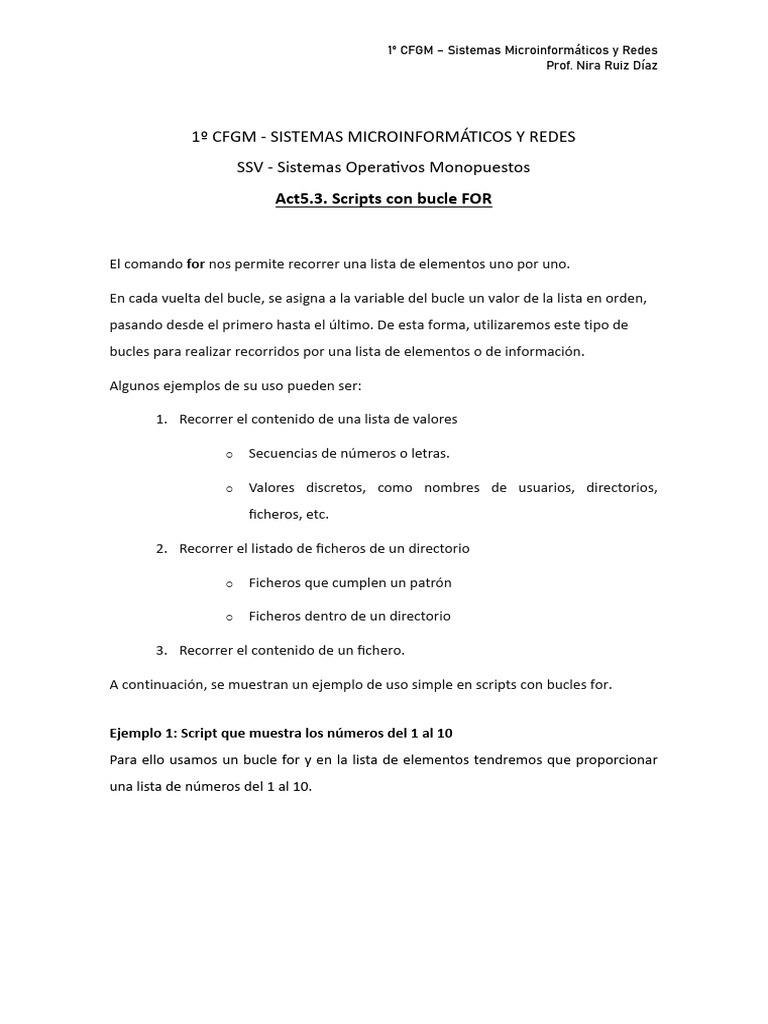 Actividad 5.3. - Scripts Con Bucle For | PDF | Archivo de computadora | Informática