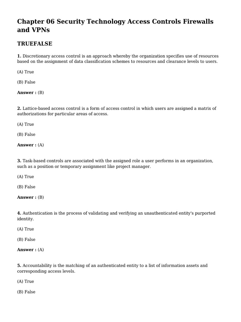 Security Technology Access Controls Firewalls and VPNs | PDF | Firewall (Computing) | Computer ...