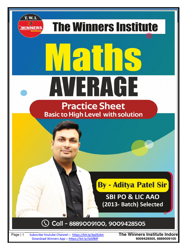 Average Calculations Practice Sheet | PDF | You Tube