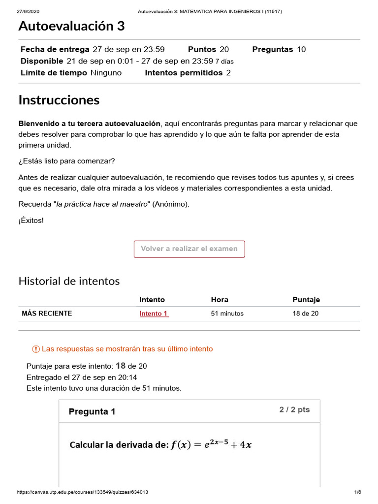 Autoeva 3 | PDF | Derivado | Matemáticas