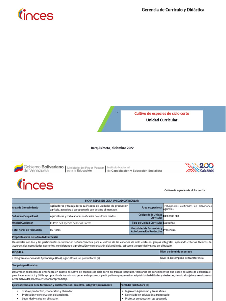 Uc3 - Cultivo de Especies de Ciclo Corto | PDF | Evaluación | Aprendizaje