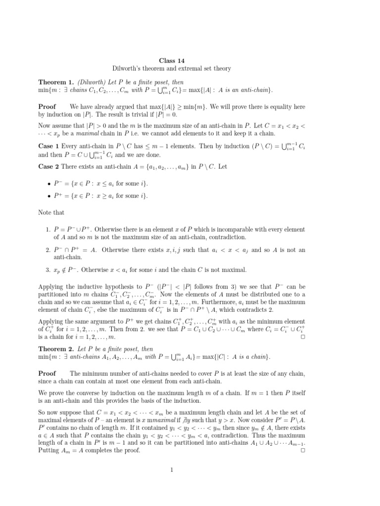 Dilworth and Two Application | PDF | Mathematical Analysis | Mathematical Concepts