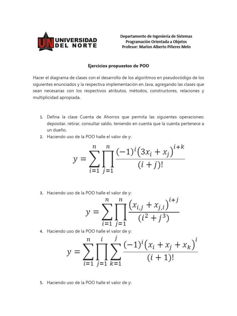 Ejercicios de POO en Java y Diagramas | PDF | Programación orientada a objetos | Interés