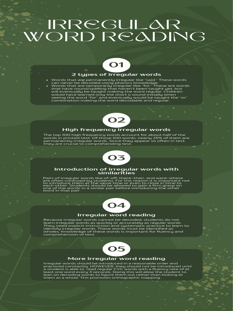 670 Irregular Word Reading Infographic | PDF