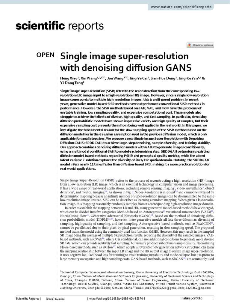 Single Image Super-Resolution With Denoising Diffusion GANS | PDF | Normal Distribution ...