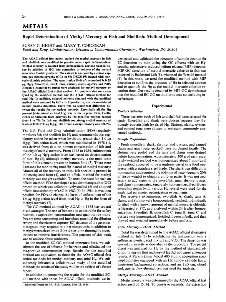 Rapid Determination of Methyl Mercury in Fish and Shellfish - Method ...