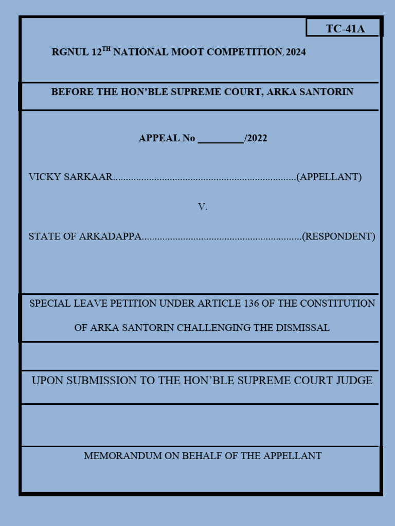 TC 41 Appeallant Memorial | PDF | Criminal Procedure In South Africa ...