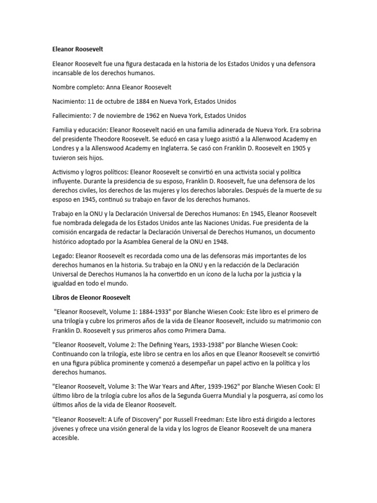 Eleanor Roosevelt | PDF | Eleanor Roosevelt | Naciones Unidas
