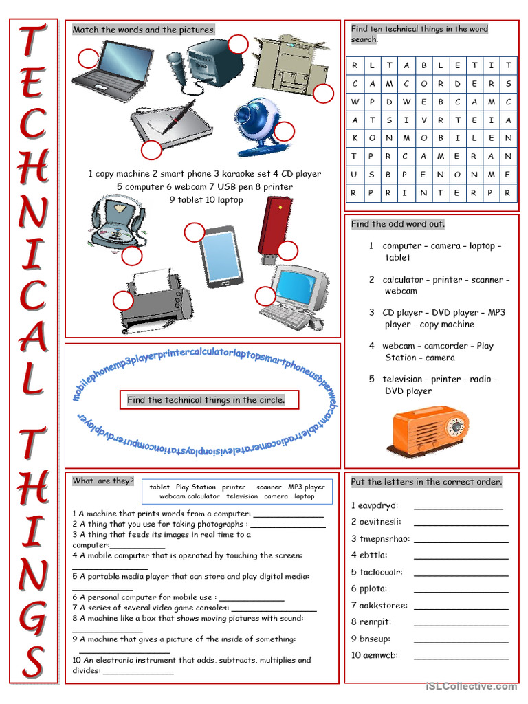 Technical Things Vocabulary Exercises | PDF | Laptop | Image Scanner
