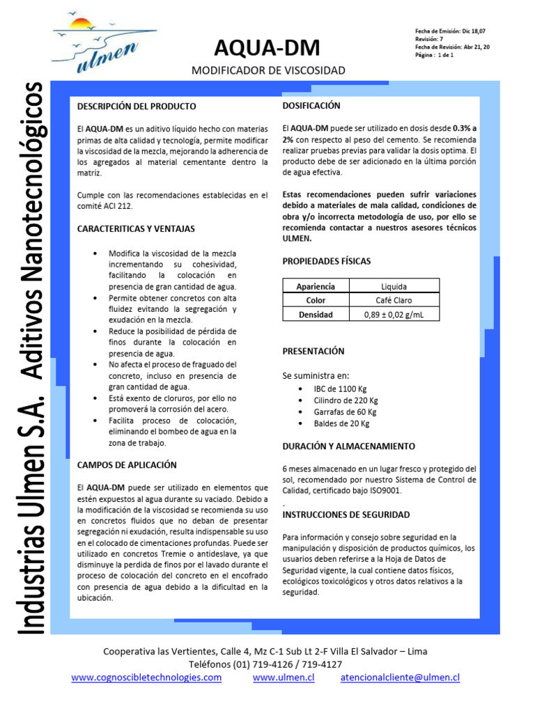 FT Aqua-Dm | PDF | Hormigón | Agua