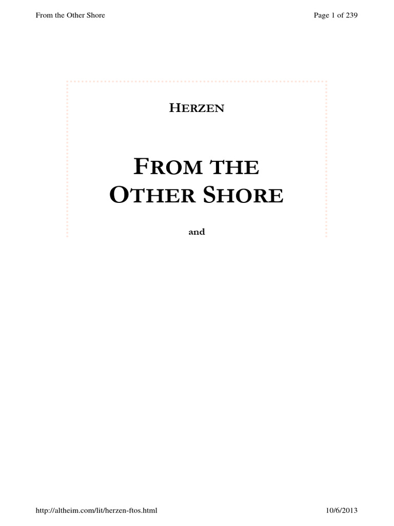 HERZEN. From the Other Shore | PDF | Alexis De Tocqueville | Reason