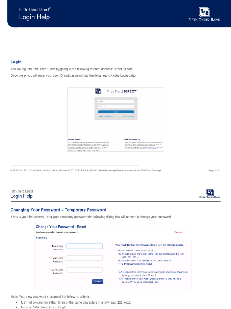 Fifth Third Direct Login Help | PDF | Login | Password