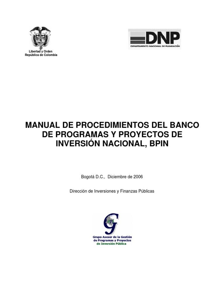 Manual de Procedimientos Del Bpin 2006 | PDF | Evaluación | Planificación