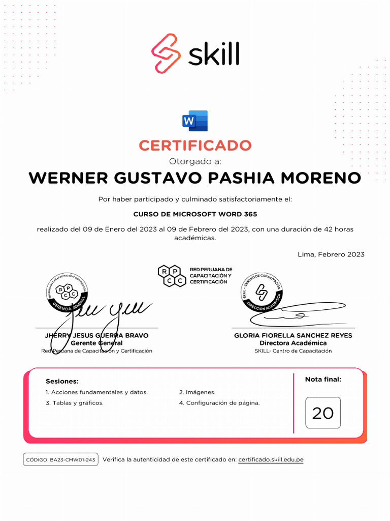 Certificado Microsoft Word 365 | PDF | Arte