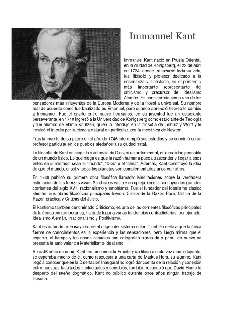 Immanuel Kant | PDF | Immanuel Kant | Epistemología