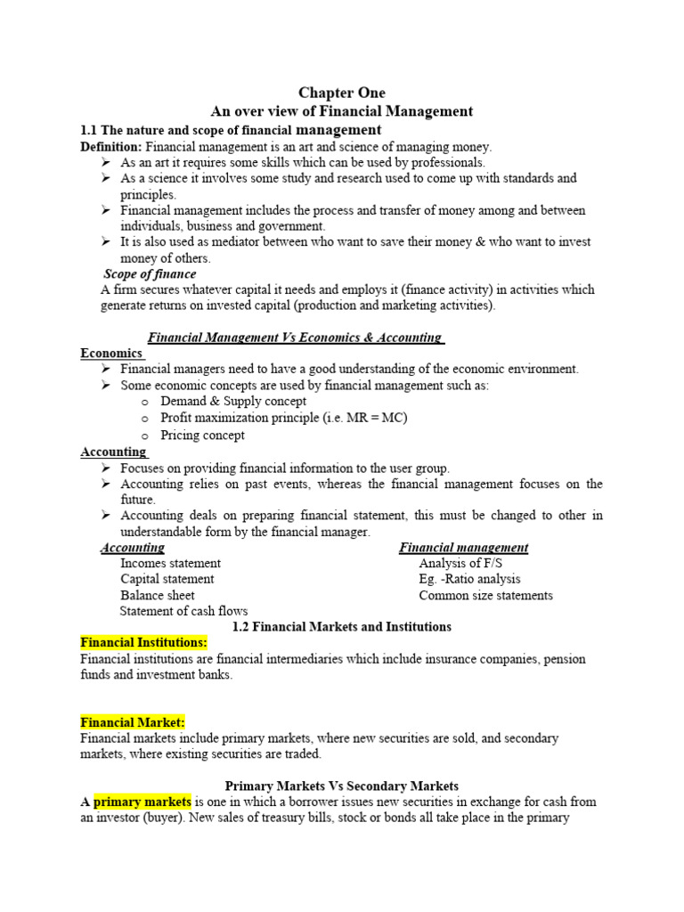 FM Chapter 1 | PDF | Securities (Finance) | Financial Markets