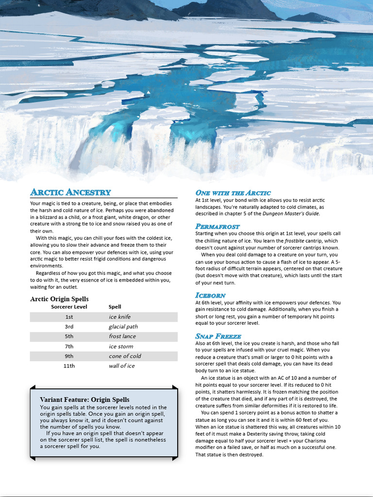 Arctic Ancestry - Sorcerer Origin v1 - GM Binder | PDF | Ice | Earth ...