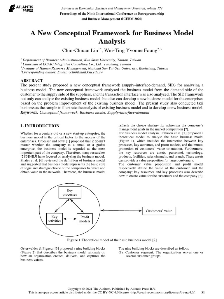 A New Conceptual Framework For Business Model Analysis: Chin-Chiuan Lin, Wei-Ting Yvonne Foung ...