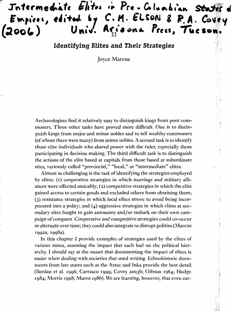 Joyce, Marcus - Identifying Elites and Their Strategies (2006) | PDF