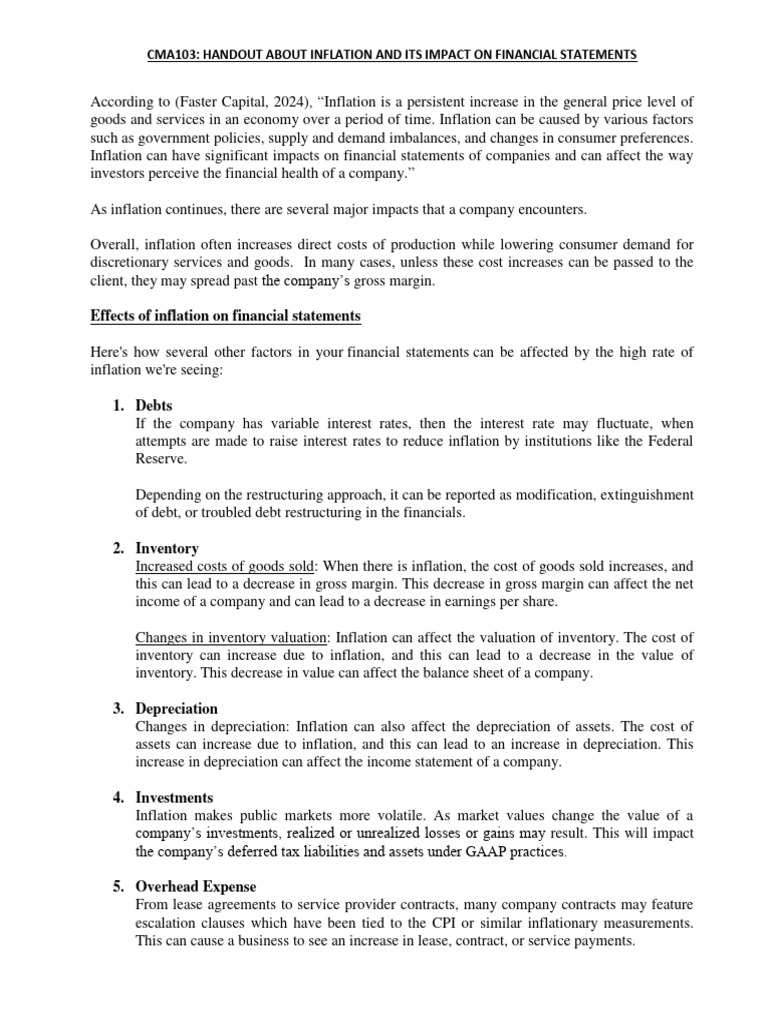 Handout On Inflation | PDF | Inflation | Depreciation