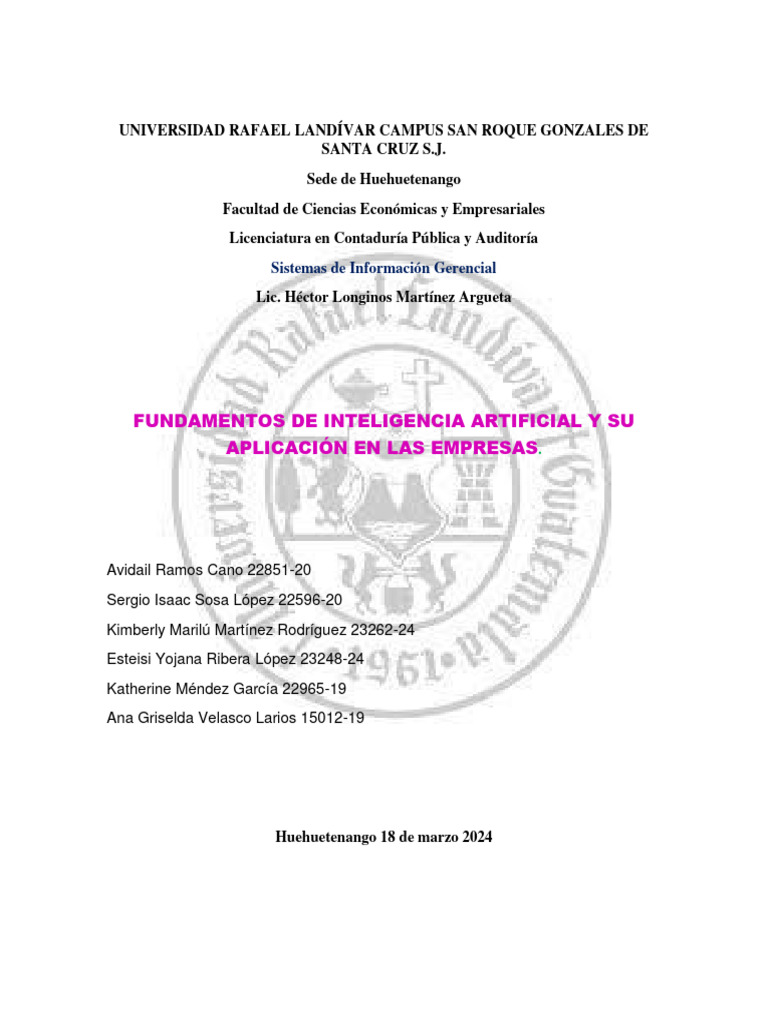 Fundamentos de Inteligencia Artificial y Su Aplicación en Las Empresas | PDF | Inteligencia ...