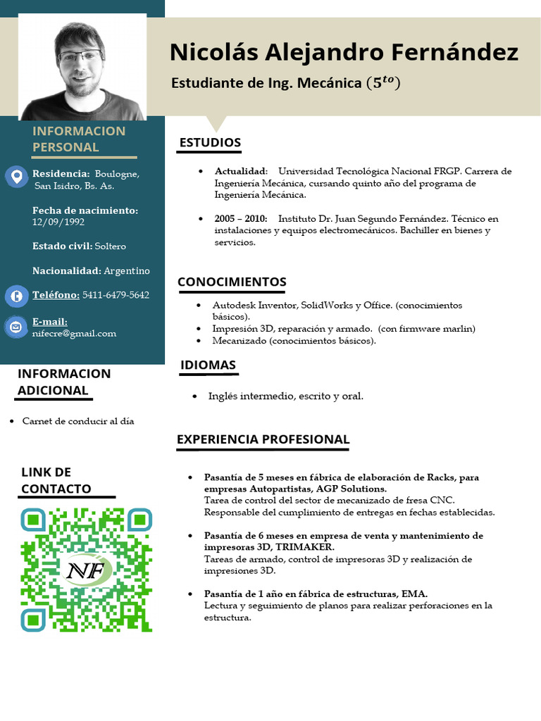 Nicolas Alejandro Fernandez CV | PDF | Ingeniería