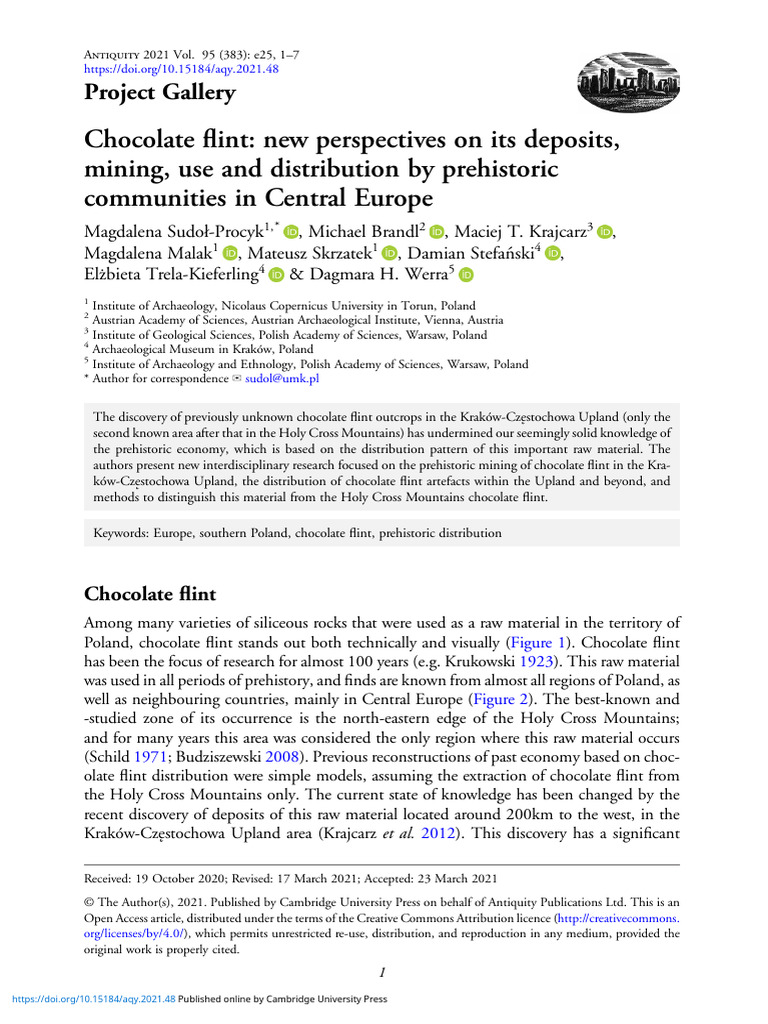 Chocolate Flint New Perspectives On Its Deposits Mining Use and ...