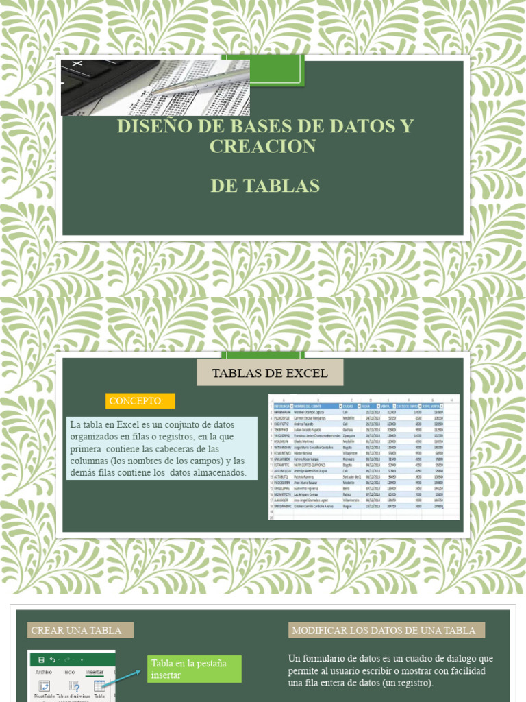 Diseño y Gestión de Tablas en Excel | PDF