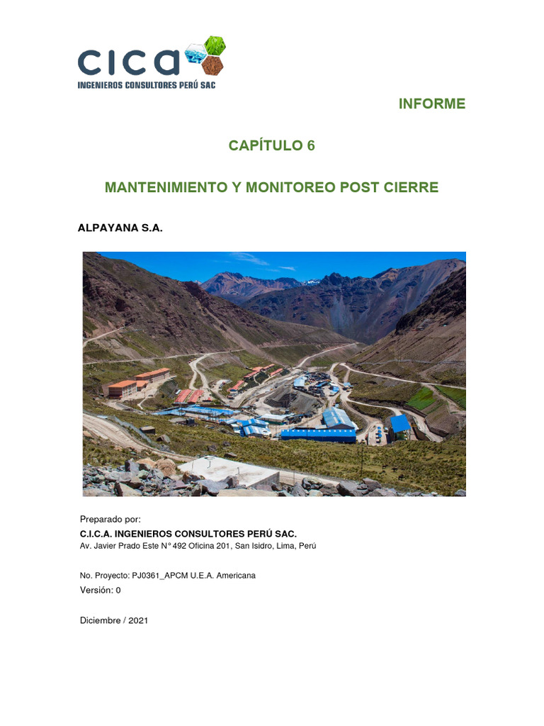 Cap6 Mantenimiento Postcierre | PDF | Fertilizante | Minería