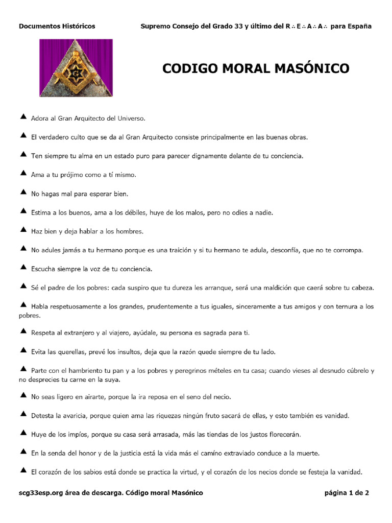 Codigo Moral Masonico | PDF