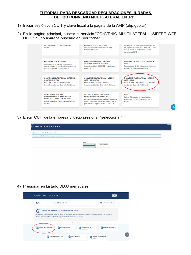 Tutorial Descarga DDJJ IIBB Convenio Multilateral | PDF | Finanzas y dinero
