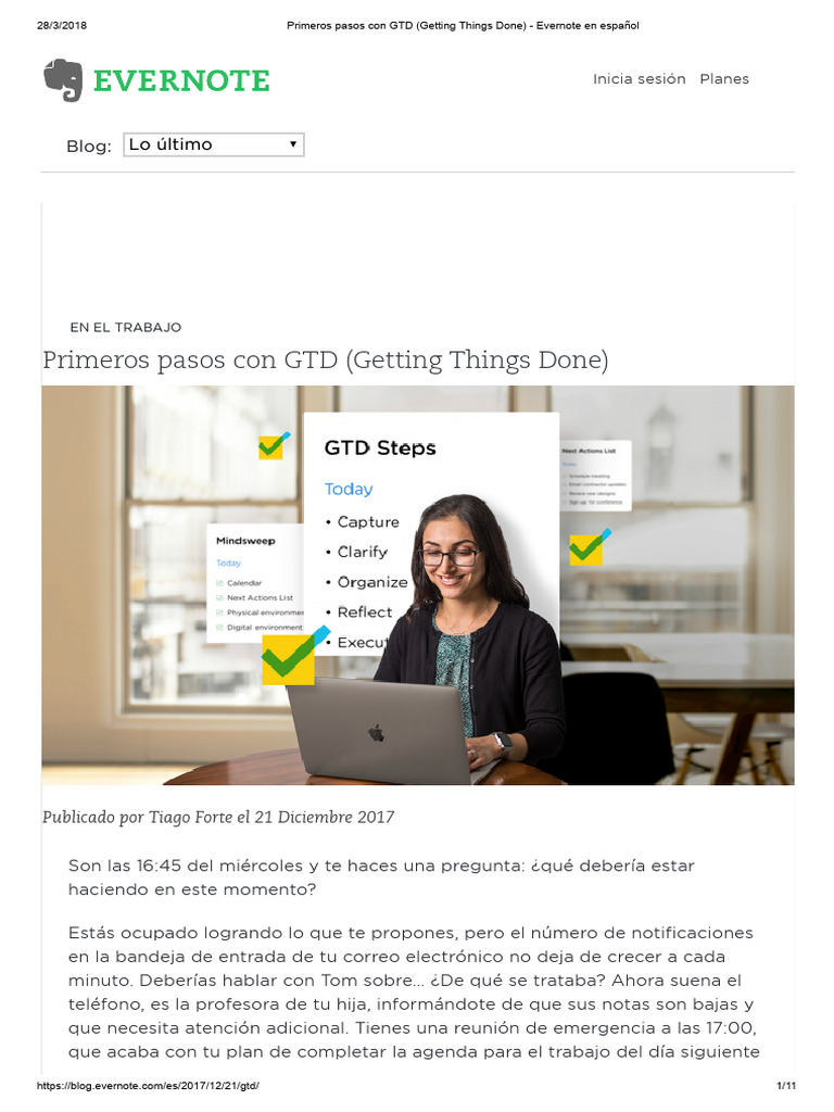 Primeros pasos con GTD (Getting Things Done) - Evernote en español | PDF