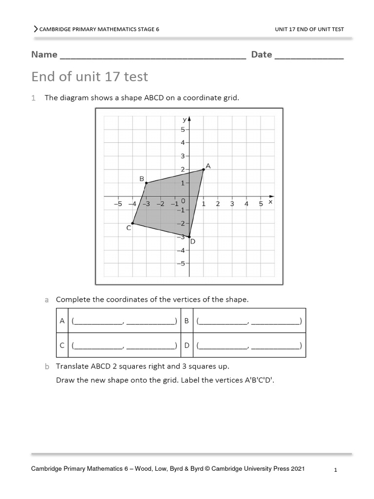 Stage 6 Unit 17 Math Test | PDF | Shape | Euclidean Plane Geometry