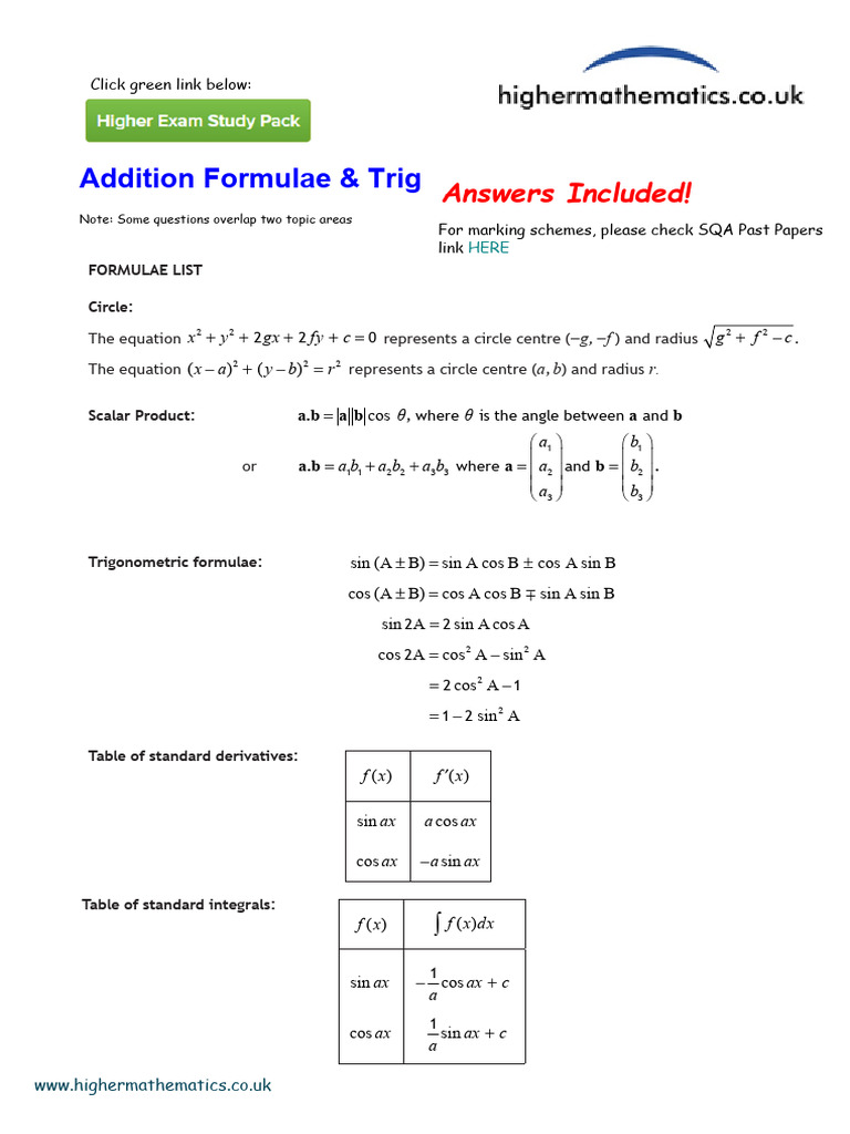 2023-Addition-Formulae-Trig 10 | PDF | Elementary Mathematics | Complex ...