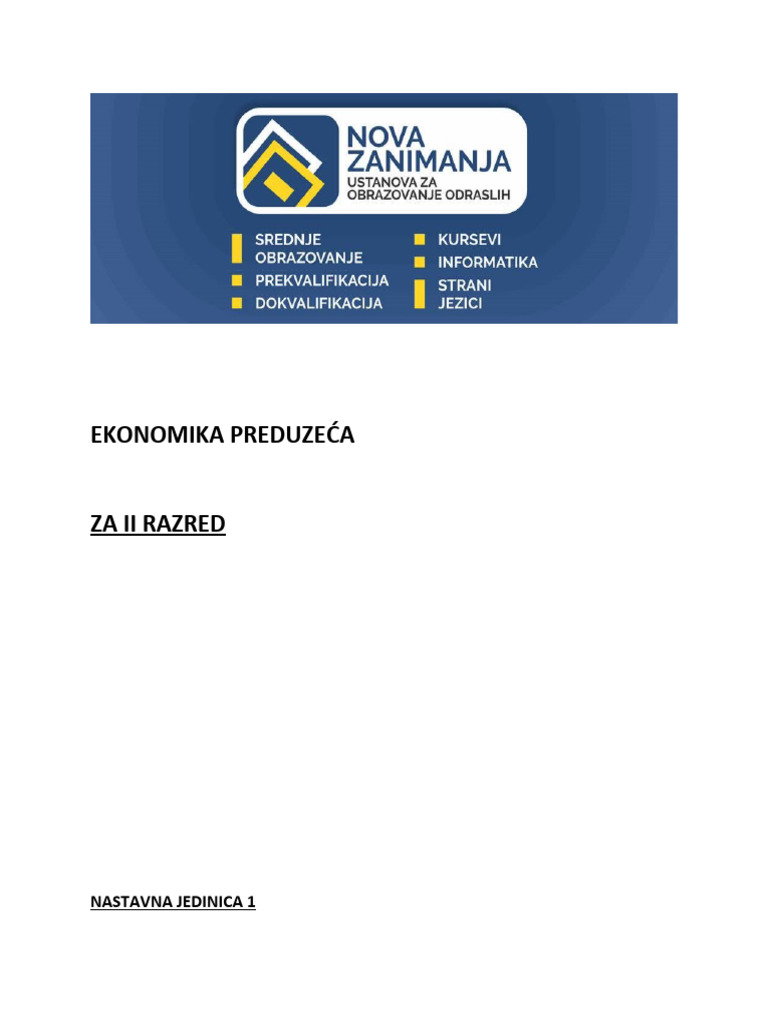 Ekonomika Preduzeća Ii Razred Nova Skripta | PDF