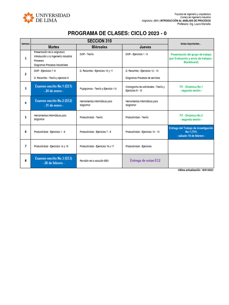 2023-0 Programa de Clases IAP - Actualizado | PDF | Ingeniería